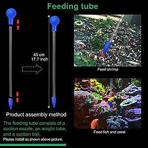 11.8 Inch Shrimp Feeding Tube with Shrimp Feeding Dish，Shrimp Feeding Bowl with Suction Cup，Feeding Tube Cleaning Brush，Aquarium Feeder with Bulb，Feeding Ring，Aquarium Sucker Feeding clamp,Fish net