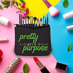 Pink and Green Pretty with a Purpose Pouch Make Up Bag Graduation Gift For Sorority Sister (Pretty with a Purpose)