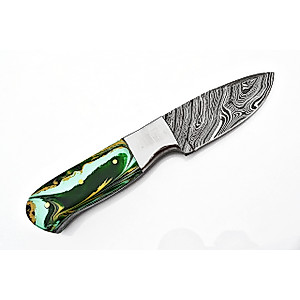 Smart & Sharp Custom Handmade Damascus Steel Hunting Knife/Skinning Knife AA-17227, 17228, 17229, 17230, 17231 and 17232 (Olive, Yellow and Sky Blue Resin)