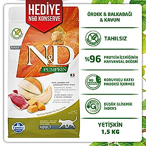 Farmina N&D, Pumpkin Duck Pumpkin and Cantaloupe Melon Recipe Adult Dry Cat Food, 3.3lb