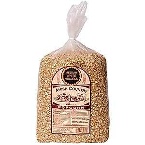 Amish Country Popcorn - Medium White (6 Pound Bag) Popcorn Kernels with Recipe Guide, Old Fashioned, Non GMO, Gluten Free, Microwaveable, Stovetop and Air Popper Friendly