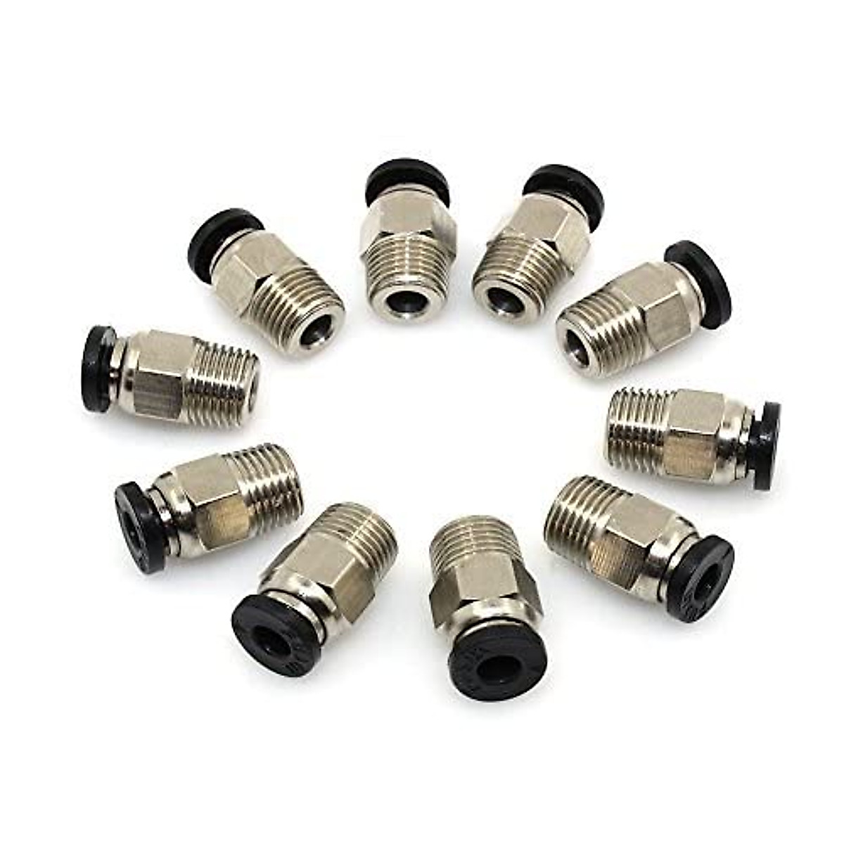 Witbot PC4-M10 Male Straight Pneumatic PTFE Tube Push In Quick Fitting Connector for E3D-V6 Long-Distance Bowden Extruder 3D Printer (Pack of 10pcs)