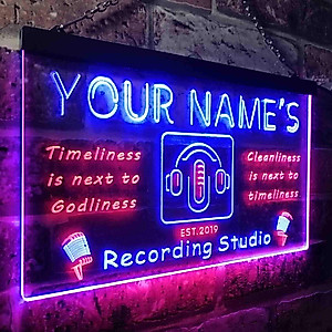 ADVPRO Personalized Your Name Est Year Theme Recording Studio On Air Dual Color LED Neon Sign Red & Blue 16" x 12" st6s43-qm1-tm-rb