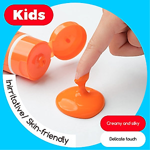 MEEDEN Finger Paints for Kids, Washable Kids Finger Paint Non Toxic Finger Painting Set for Toddlers 3+ Age Art Painting Supplies Gift for Baby Hand Painting DIY Crafts, 6 Colors, 60ml/Tube