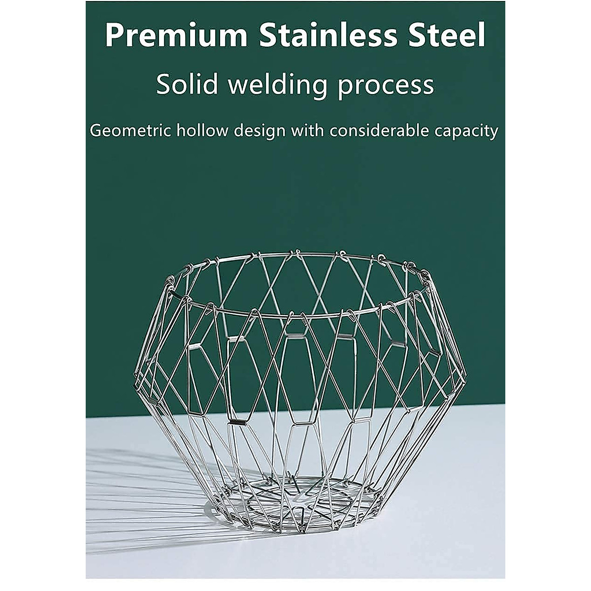 huaqinghua Fruit Basket, Decorative Bowl, Flexible Stainess Steel Wire Basket Transforming, Arts Storage or Holder Vegetable Bread Snacks for Counters, Kitchen, Living Room (1 PCS) Sliver