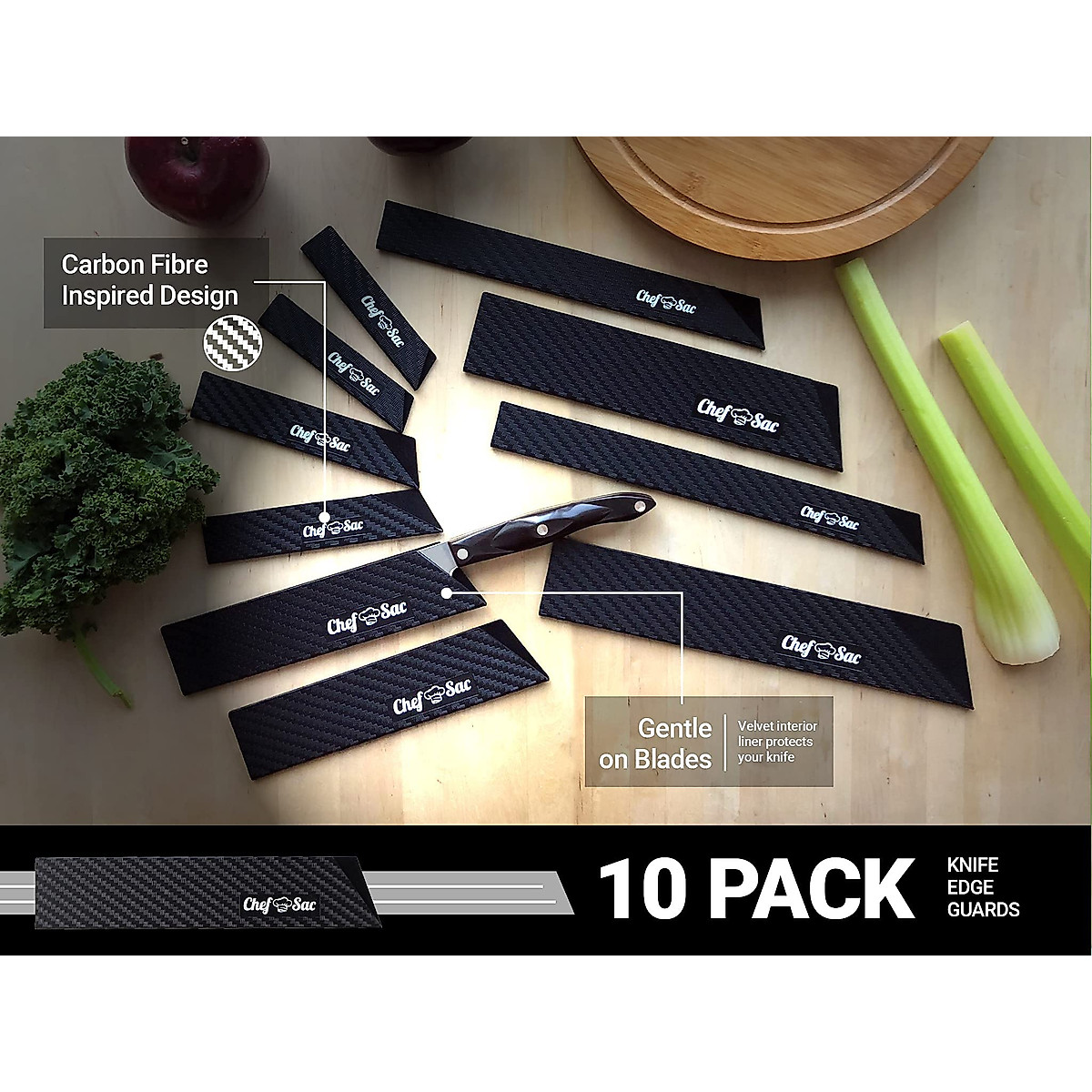 Waxed Canvas Chef Knife Roll Bag with 10-Pack Knife Guards Included