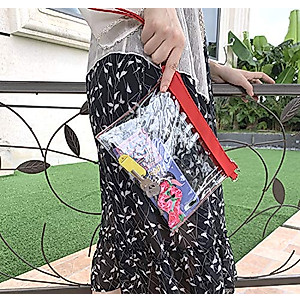 VIEEL New Clear Tote Bag, Crossbody Purse Bag, Adjustable Shoulder Strap (Red)