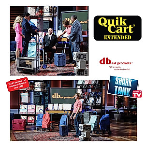 dbest products Quik Cart Extended Four Wheeled Rolling Crate Teacher Utility with seat Dual Accessible Doors Heavy Duty Collapsible Basket with Two Position Handle