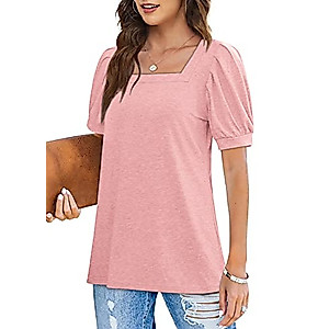 Tunics or Tops to Wear with Leggings Square Neck Tshirts Shirts Dressy Casual Pink XL