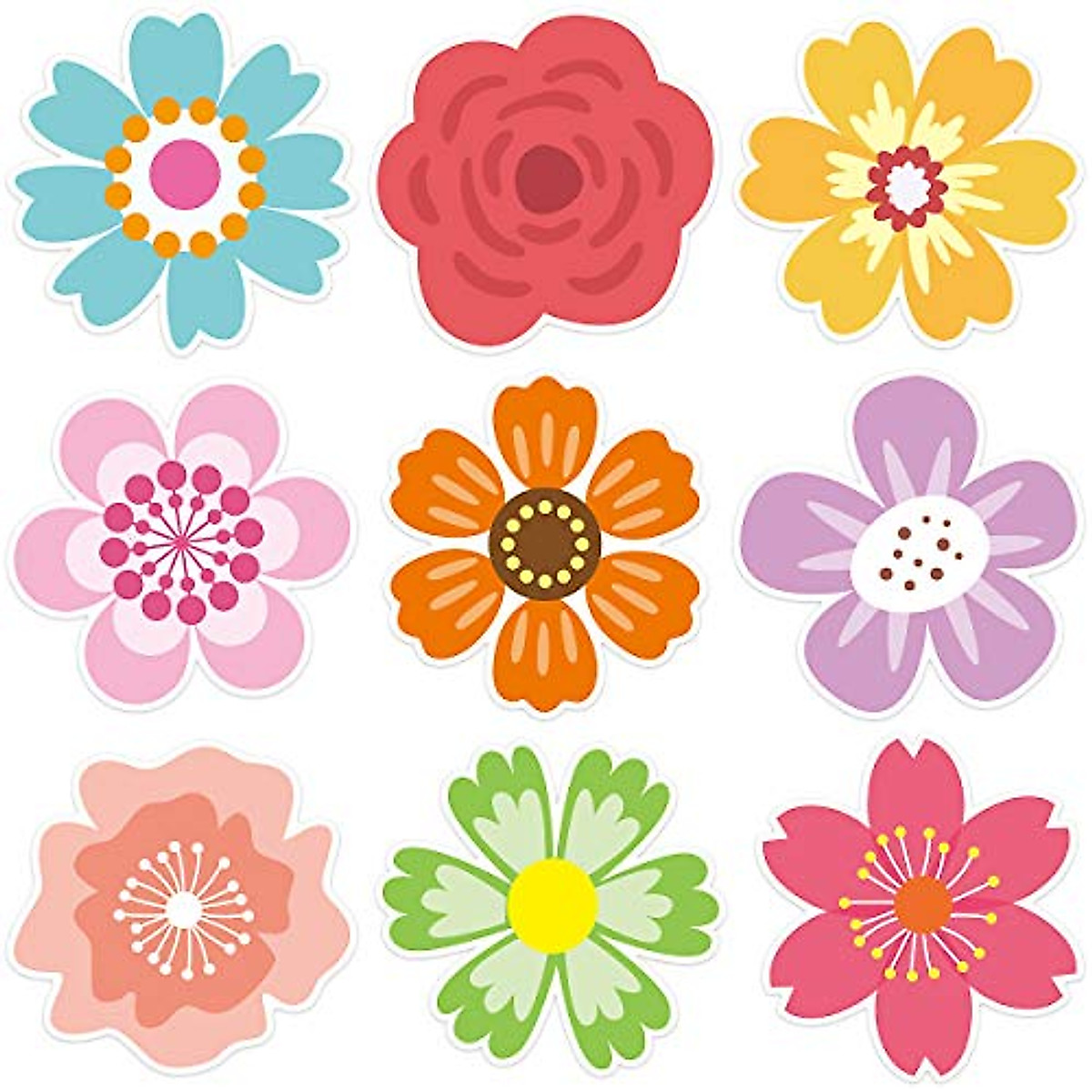 54 Pcs Spring Flower Cutouts Spring Time Cut-Outs for Party Classroom Decoration
