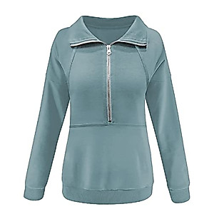 PGANDS Women's Casual Long Sleeve Half Zip Up Sweatshirt Hoodies Lapel Plain Stylish Loose Pullover Tops for Leggings