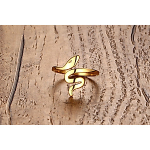Ximi Jewelry Stainless Steel Fashion Snake Rings for Womens,Gold Plated,Size6-8 (8)