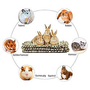 Anyuxin Rabbit Grass Mat - Woven Bed Mat, Bunny Bedding for Small Animals, Natural Straw Woven Bed for Pet Nesting, Nature Hay Mat Chewing Play Toy for Guinea Pig, Hamster, Squirrel and More（3 Pack）