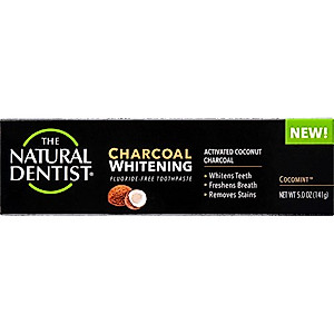 The Natural Dentist Charcoal Whitening SLS-Free Toothpaste, Cocomint, 5 Ounce Tube