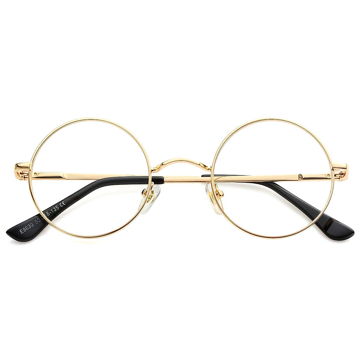 Kursan Small Round Clear Lens Glasses Non Prescription Circle Metal Frame Eyewear (Gold)