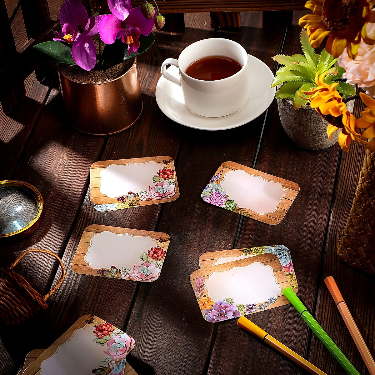 Rustic Bloom Leaves Name Tags - 120 Self-Adhesive Stickers