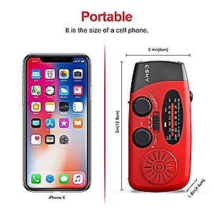 Emergency Hand Crank Radio with 3 LED Flashlight, Esky AM/FM/NOAA Portable Weather Radio with 2000mAh Power Bank Phone Charger, Solar Powered USB Charged Radio for Indoor Outdoor Camping, SOS Alarm