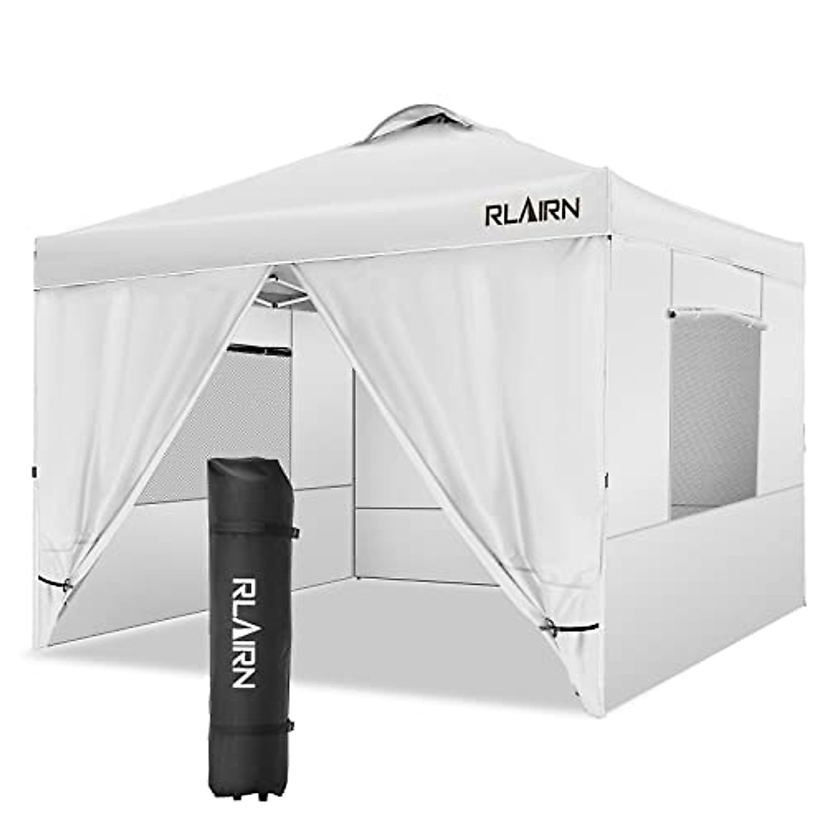 Ez Pop Up Canopy Tent, RLAIRN 10'X10' Waterproof Instant Gazebo Canopy with 3 Adjustable Height and 4 Removable Sidewalls, UPF50+ Folding Instant Pop Up Gazebo Canopy Shade Tent with Mesh Windows