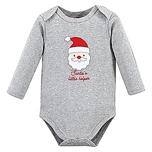 Hudson Baby Unisex Baby Cotton Long-Sleeve Bodysuits, Santa Reindeer, 3-6 Months