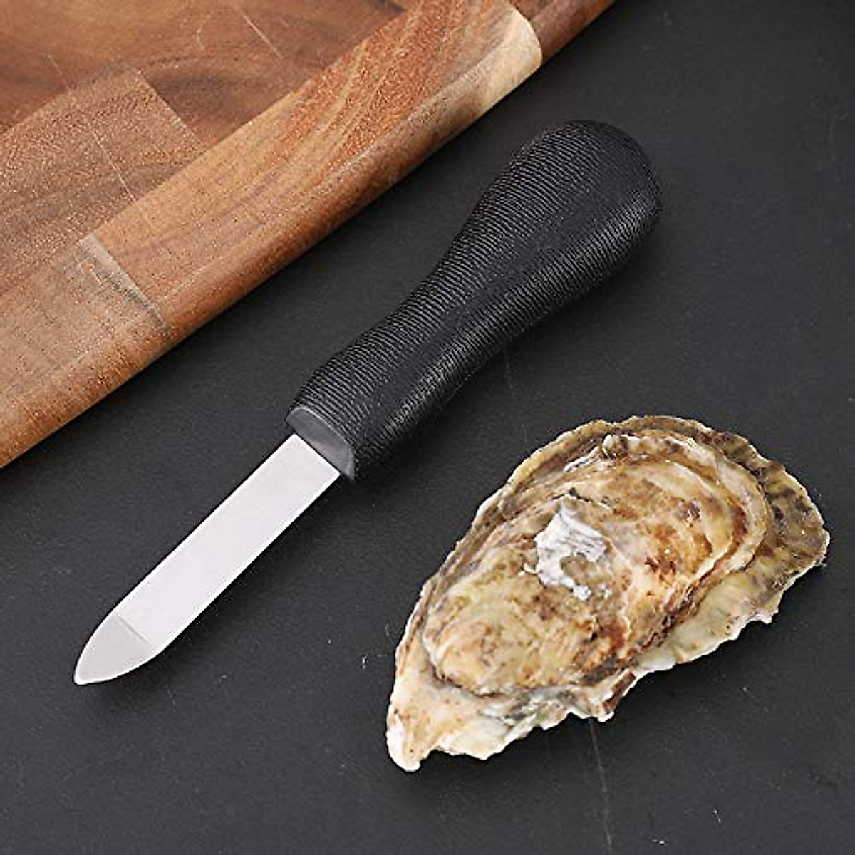 Zsirue Oyster Shucking Knife, 2.75" New Haven Style Oyster Shucker Clam Knife with Non-Slip Poly Handle, Seafood Opener Seafood Tools (Black)