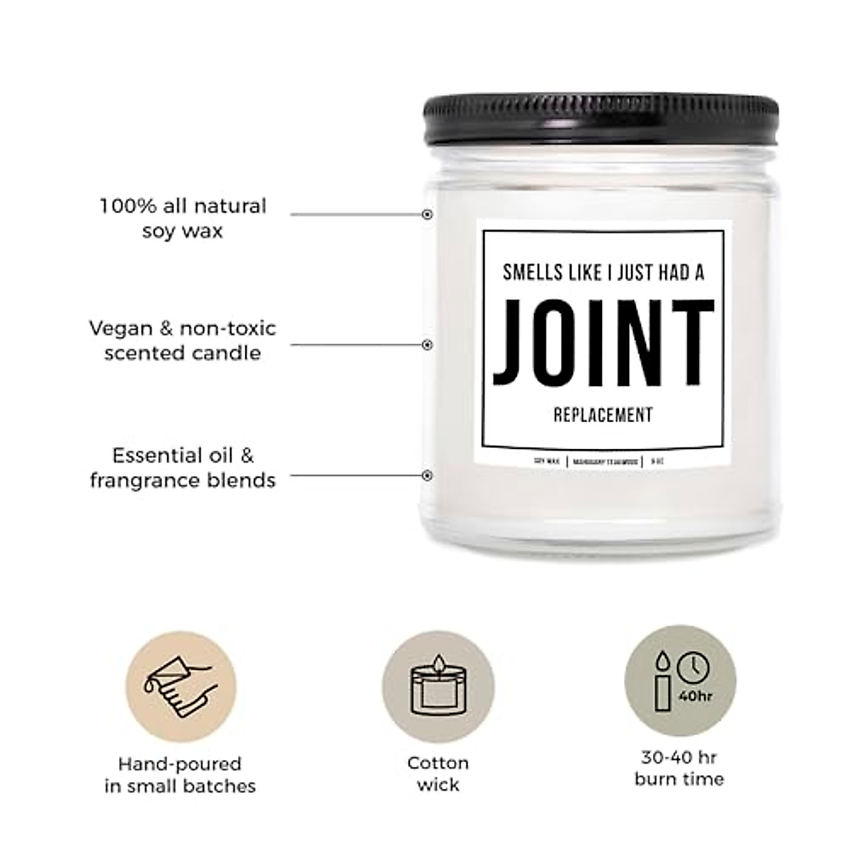 YouNique Designs Joint Replacement Candle - Hip Surgery Gifts, After Knee Surgery Gifts for Women, Knee Replacement Gifts, Hip Replacement Gifts, Knee Surgery Recovery Gifts (Mahogany Teakwood)