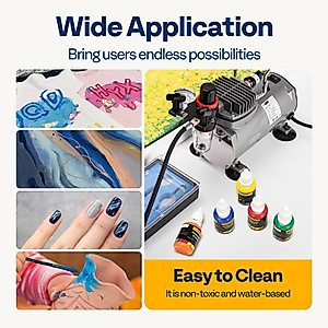 VIVOHOME 30 Color Airbrush Paint Set, Acrylic Air Brush Paints Ready to Spray (No Thinner Needed), Water Based Painting Colors for Artist and Beginners, Includes 6 Metal & 6 Neon, Pack of 30 (20 ml/0.68 Fl Oz)