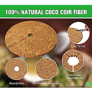 HFHOME 8pcs 17.5" Dia Coconut Fibers Tree Mulch Ring Protector Mat, 17.5 Inch Natural Coco Coir Tree Protection Mats, Tree Disc Plant Cover for Indoor Outdoor Lawn, Potted Plants
