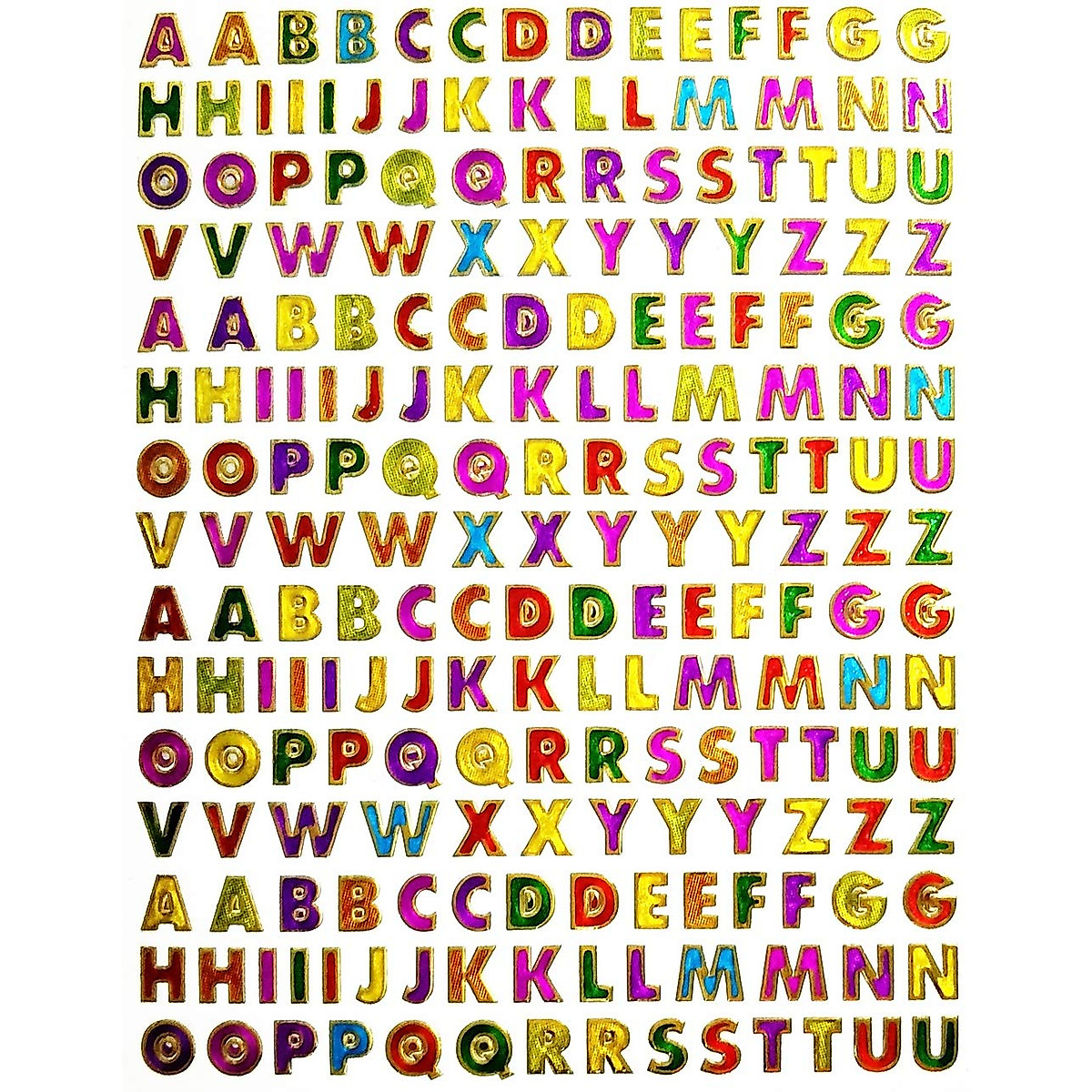 Stickers Glitter Pack 10 Sheets Cute Alphabet Letter A to Z Cartoon Stickers Label for Kids and Teachers Label Art Decal Craft Scrapbook Book Album Diary Card Birthday School Supplies (12)