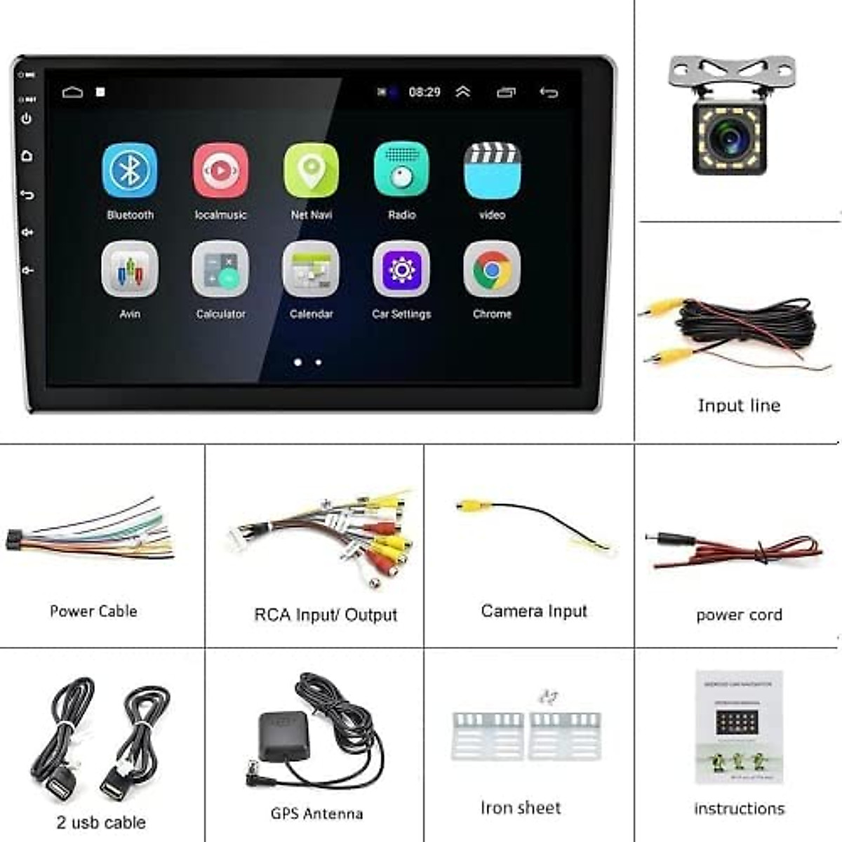 (2G+16G)BAJKQKAI Android 11 Car Stereo Double Din 10.1 Inch Touch Screen Car Radio in Dash GPS Navigation Bluetooth FM Radio with Dual USB WiFi Mirror Link for iOS/Android Phones +12 LED Backup Camera