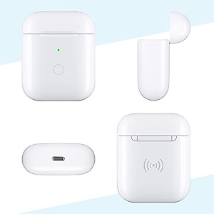 Wireless Charging Case Compatible with AirPods 1&2, Charger Replacement for Air Pods 660mAh Battery and Bluetooth Pairing Button, NO Earbuds, White, Standard