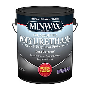 1 gal Minwax 71033 Clear Premium Oil-Water Hybrid Water-Based Oil-Modified Polyurethane, Warm Satin