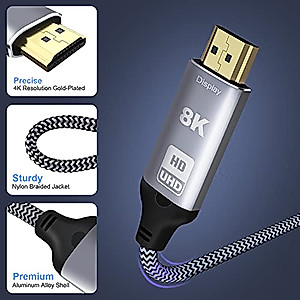 CableDeconn DisplayPort 1.4 to HDMI 2.1 8K Cable 2 m Converter 8K @ 30Hz 4K @ 120Hz Directional Compatible with DisplayPort PC and HDMI Displays