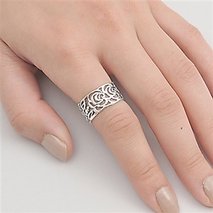 Women's Rose Flower Wrap Cutout Ring New .925 Sterling Silver Band Size 12