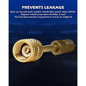 Orion Motor Tech AC Adapter Tool Kit, 8-Piece AC Gauge Hose Conversion Adapters Including R134A Can Tap, R134A Quick Couplers, R410 Adapters, Tank Adapter and Valve Core Remover