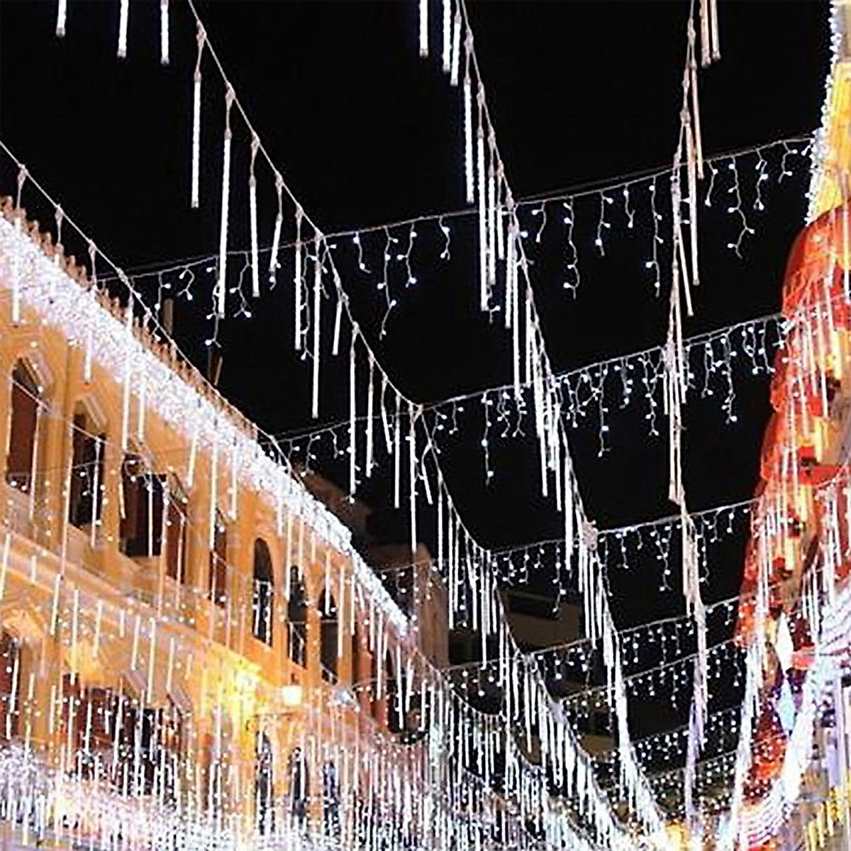 Rain Drop Lights,30cm 8 Tubes 144 LED(11.8 inch/Tube) Icicle Snow Falling Raindrop Lights for Wedding Party Holiday Xmas Halloween Home Garden Tree Decoration (White)