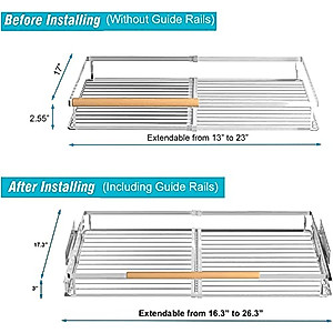 GEDLIRE Expandable Pull Out Sliding Drawers for Cabinets, Heavy Duty Slide Out Cabinet Organizer Basket, Pullout Pantry Shelves for Kitchen, Under Sink, Wardrobe, 16.3"-26.3" W x 17.3" D