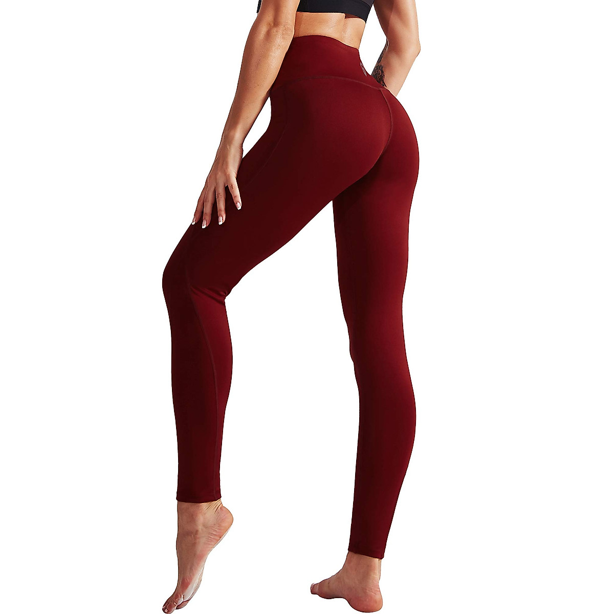NELEUS 2 Pack Tummy Control High Waist Running Workout Leggings,9017,Red,Rose Red,US L,EU XL