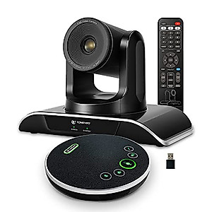 TONGVEO All-in-One Conference Room Video Camera System Bundle HD 1080P 60fps 3X Optical Zoom USB3.0 HDMI PTZ Camera and Bluetooth Conference Speakerphone with Microphones
