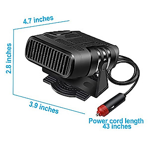Car Heater 2 in 1 Auto Car Windshield Portable Heater Cooling Fan 12V 120W Auto Defogger 360° Rotatable Fast Heating Quickly Defrost…