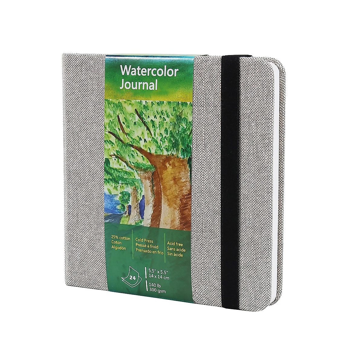 Square Watercolor Journal, 5.5x5.5”, 140 LB, 300 GSM, tumuarta Cotton Paper, Cold Press, 24 Sheets, 48 Pages, Watercolor Paper Notebooks for Use As Travel Sketchbooks and Mix Media Pad On The Go