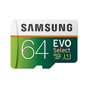 SAMSUNG EVO Select 64GB microSDXC UHS-I U1 100MB/s Full HD & 4K UHD Memory Card with Adapter (MB-ME64HA)