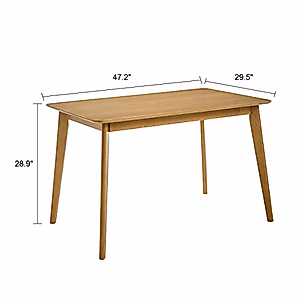 MUSEHOMEINC 47 Inch Kitchen & Dinning Room Tables for Small Space, Mid Century Modern Wooden Rectangular Dining Table for 4-6,Kitchen Table,Living Room Table,Home Office Table,Easy Assembly,Natural
