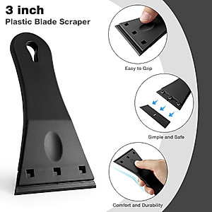 Gomake Plastic Razor Blade Scraper Kit Locking Razor Blade Scraper with Safety Cap, Glass Cooktop Scraper with Blades for Glass Clean, Paint and Old Label,Decal Sticker Remover, Stove Top Scraper Tool