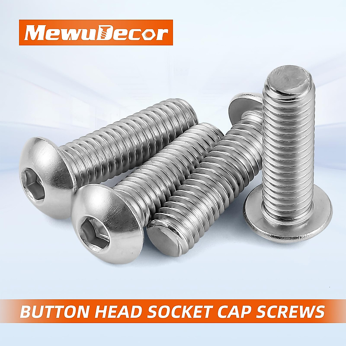 M8-1.25 x 20mm Button Head Socket Cap Screws Bolts, Stainless Steel 18-8 (304), Full Thread, Bright Finish, Quantity 25