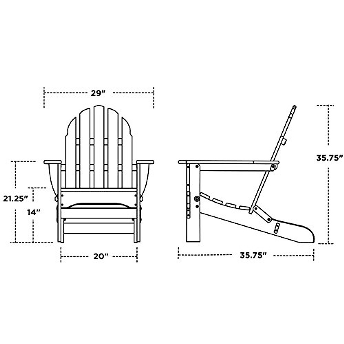 POLYWOOD AD5030LI Classic Folding Adirondack Chair, 29W x 35D x 34H, Lime