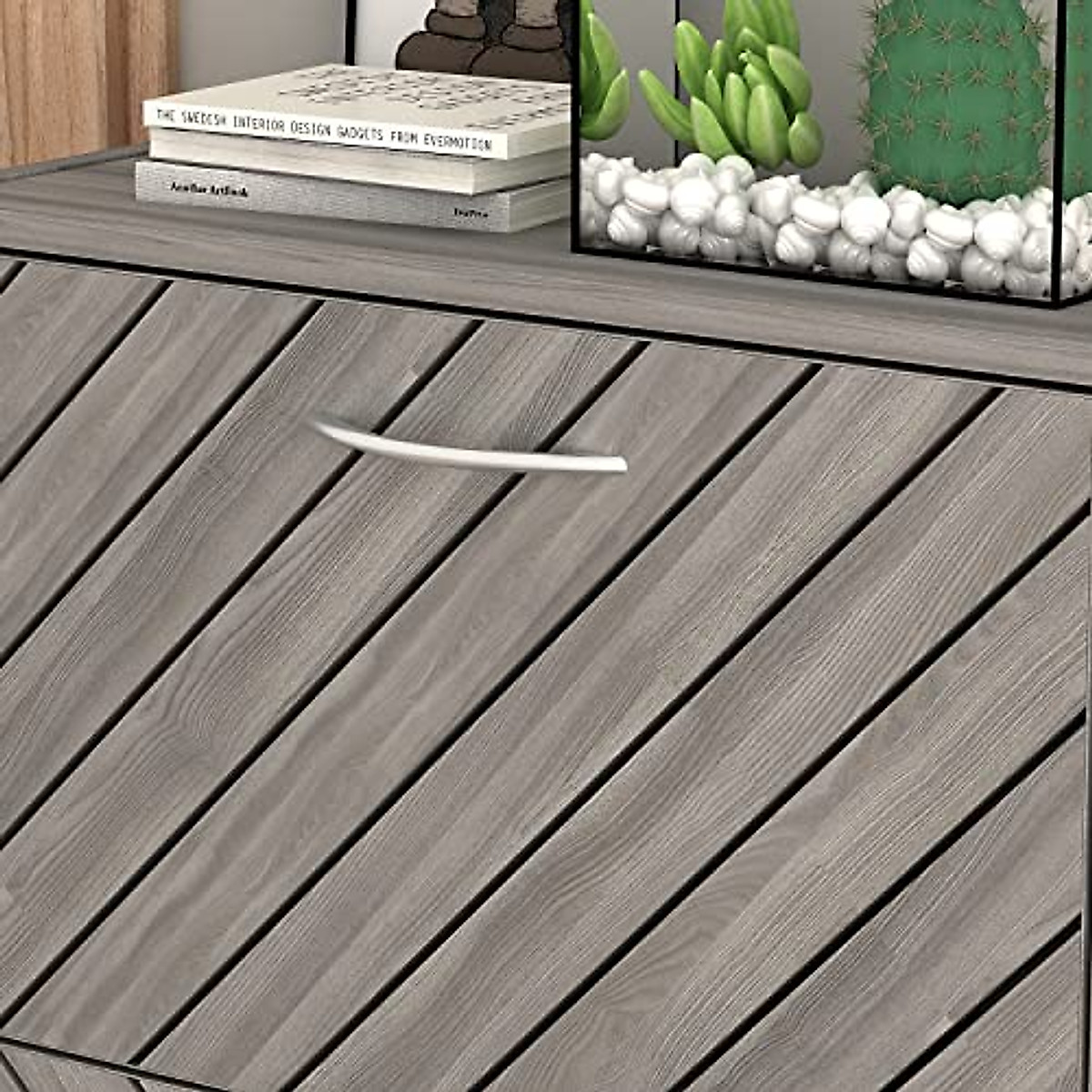 AGOTENI Shoe Cabinet with 2 Flip Drawers, Shoe Storage Organizer with 2-Tier Shelf for Entryway, Freestanding Shoe Rack Storage Organizer, Grey