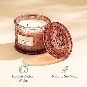 LA JOLIE MUSE Scented Candle, Sandalwood Rose Candle, Large 2-Wick Soy Candle for Aromatherapy, Candles Gifts, Long Burning Time, Candles for Home Scented, 12oz