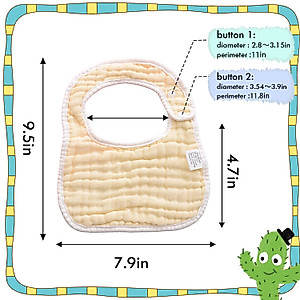 DOSMINE 6 Pack Baby Drooling Bibs 8-Layer Baby Food Bibs Adjustable Baby Bibs Soft & Absorbent Bibs for Drooling & Teething for Baby Boys & Girls