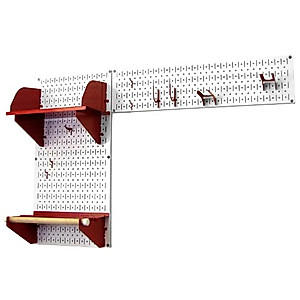 Wall Control Pegboard Garden Supplies Storage and Organization Garden Tool Organizer Kit with White Pegboard and Red Accessories