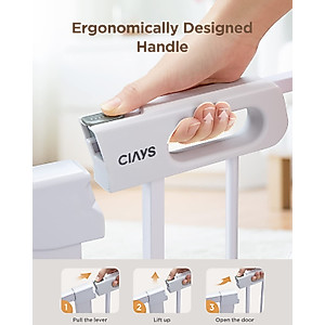 Ciays 29.5” to 46” Safety Baby Gate, Extra Wide Auto-Close Dog Gate for Stairs, Easy Walk Thru Indoor Pet Gate for Doorways and Rooms, White Child Gate Easy Pressure Mounted Installation